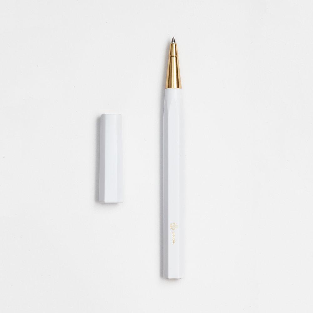white rollerball pen